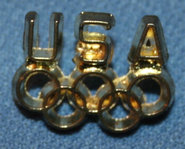 USA Olympics Lapel Hat Pin Rings Gold Tone 5/8" x 1/2" | eBay