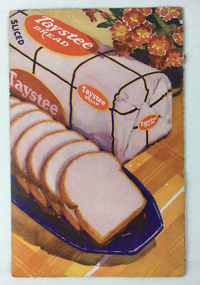 VTG 1935 Sliced Taystee Bread Print Ad Blue Platter Geraniums Orange ...