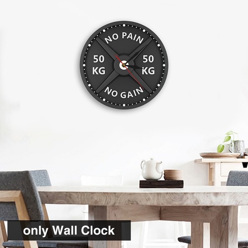 Decor Wall Clock Living Room Barbell Modern 12inch 50kg Gym Weight ...