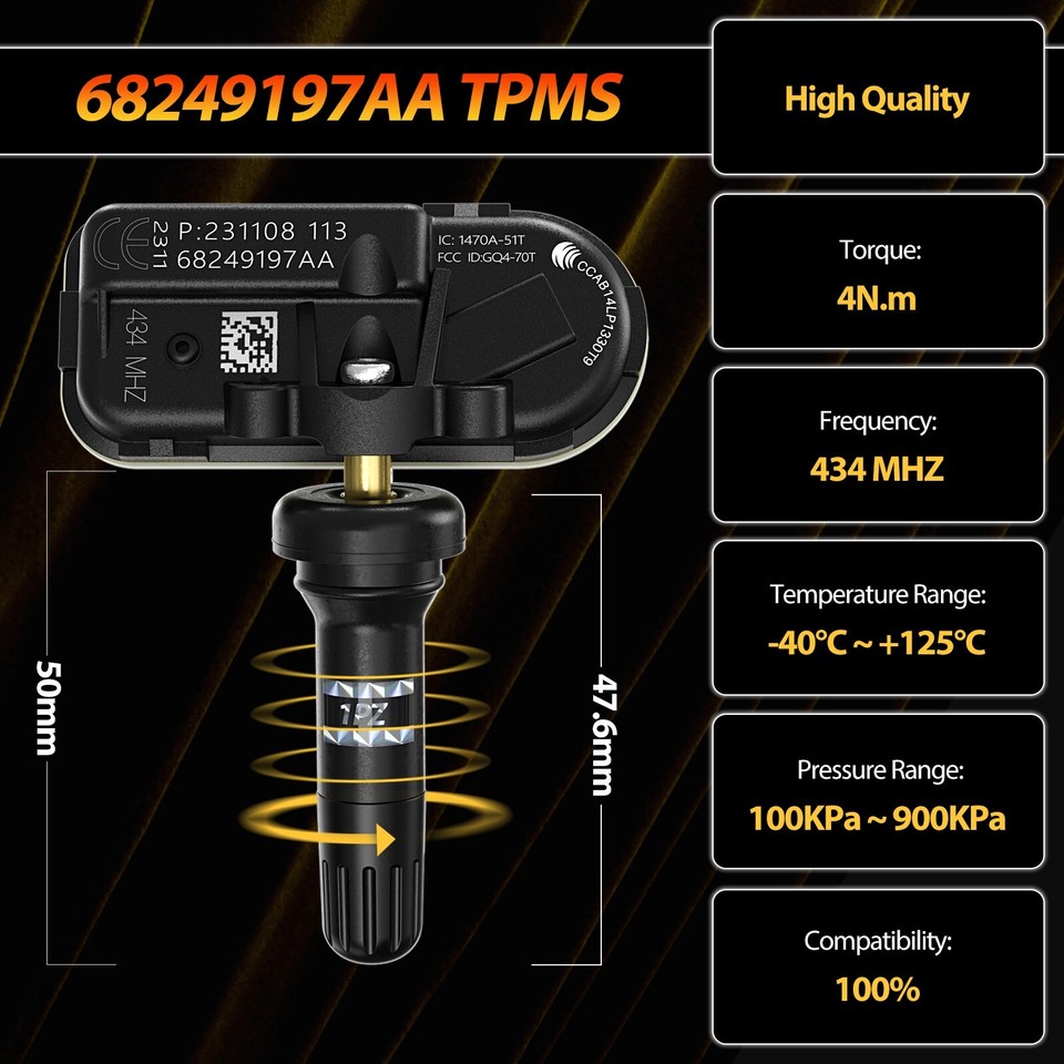 4x Tire Pressure Sensor TPMS For Mopar OEM 68249197AA Dodge Ram 1500 ...