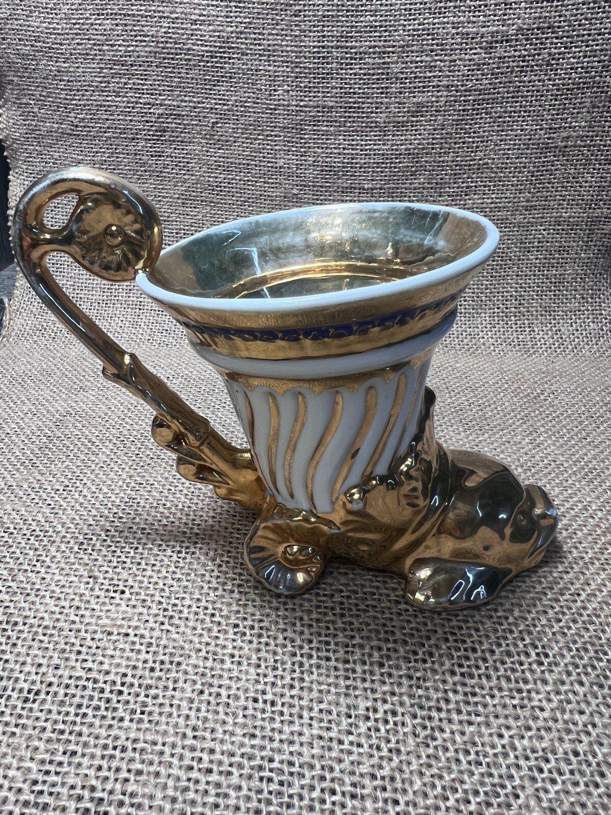 Old Paris Gold & White Ribbed Rhyton -style Cup Empire C.1820-1830s | eBay