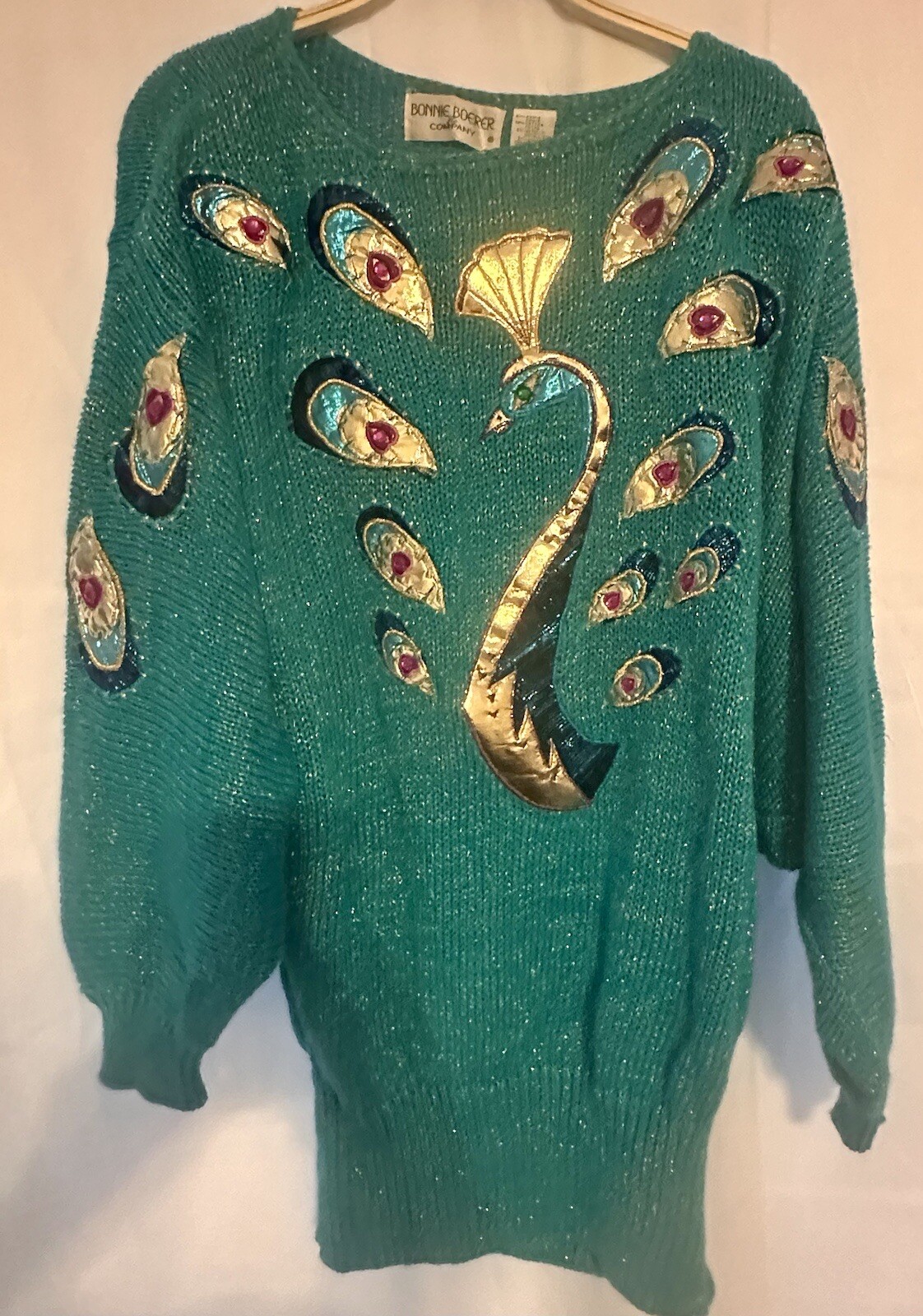 Vintage Bonnie Boerer Teal Blue Peacock Sequin Embell… - Gem