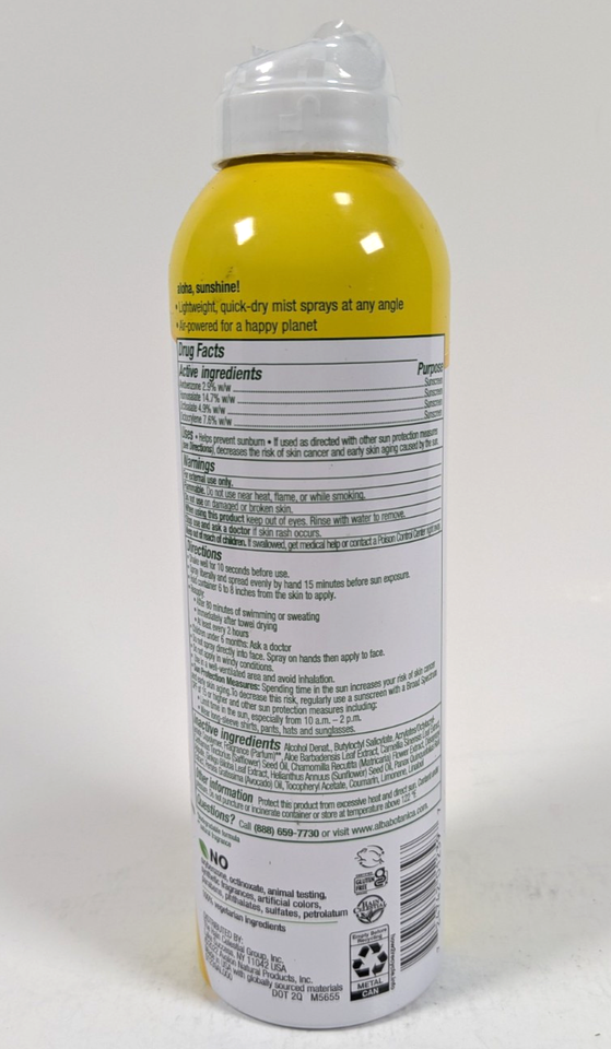 Alba Botanica Hawaiian Sunscreen Spray Coconut SPF 30 2 Pack Exp 08/25 ...