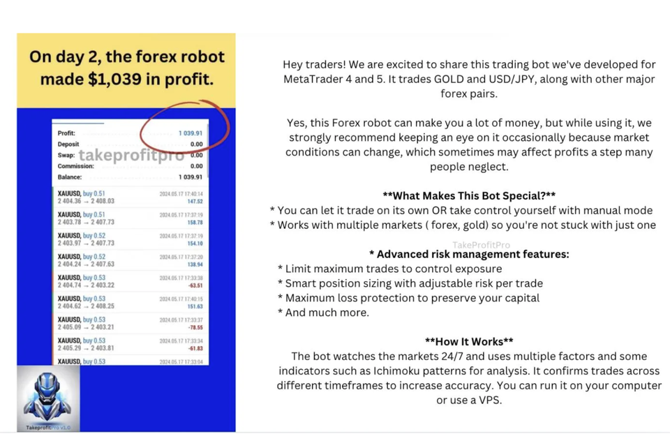 Forex Robot - TakeProfitPro EA Trading Bot for MT4 and MT5 - Profitable ...