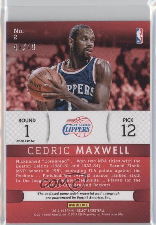 2013 Panini Select Top Selections Jersey Blue Prizm /49 Cedric Maxwell ...