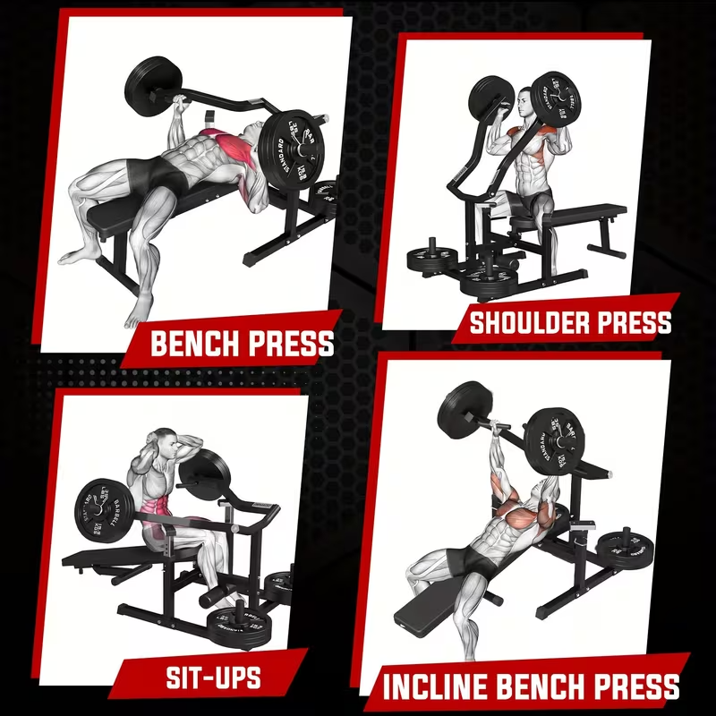 Bench Chest Press Machine Adjustable Flat Incline w/ Independent ...