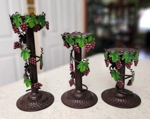 Set of 3 Metal Grape Vine Candle Stick Holders | eBay