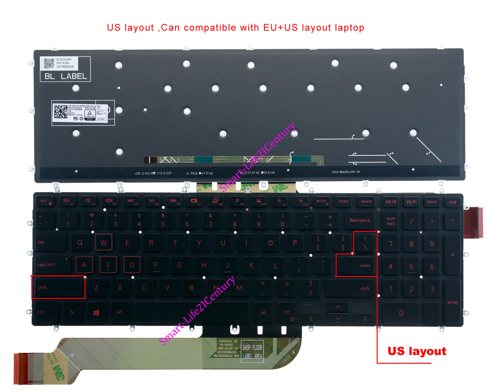 New for Dell G7 (7590),G7(7790),G5 15(5587),G5 15(5590) keyboard US ...