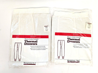 2 Pairs Vintage Montgomery Ward Men's Thermal Drawers - Size XL(42-44 ...