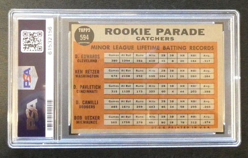 1962 Topps Rookie Parade Catchers Bob Uecker #594 Baseball Card PSA 5 ...