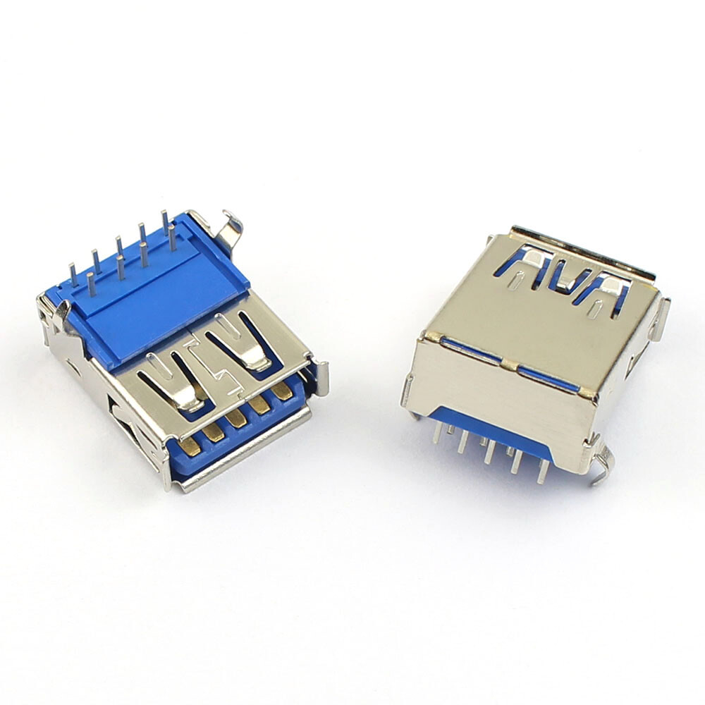 10Pcs USB 3.0 9 Pin Type A AF Female Right Angle 9P DIP PCB Socket ...