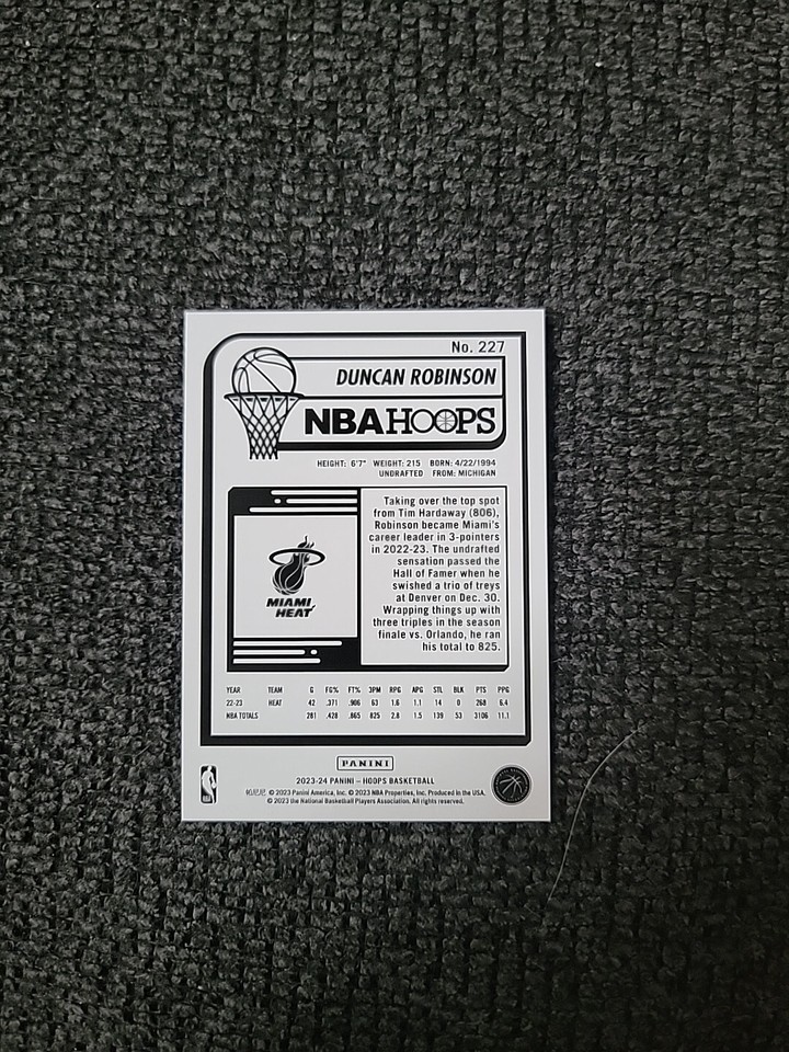 2023-24 NBA Hoops Basketball Duncan Robinson #227 Gravity Parallel 24/ ...