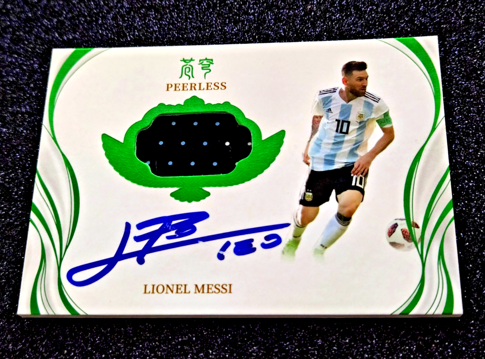 2022 Peerless Patch Autograph Lionel Messi Green Emerald SP -Rare "ON ...