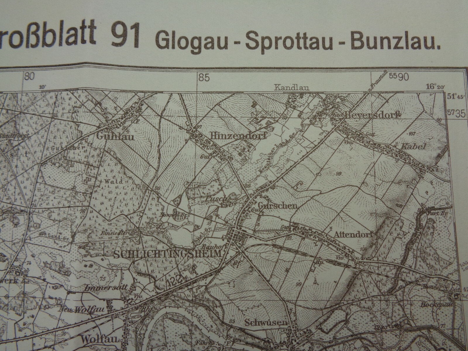 WW2 CAPTURED German map of GLOGAU, SPROTTAU & BUNZLAU (with VARIOUS INK ...