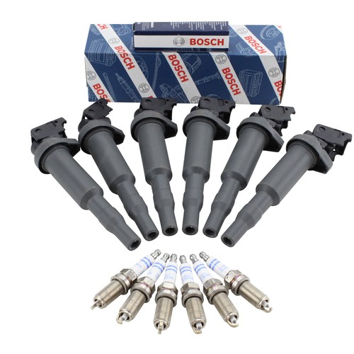 Bosch 6 Ignition Coils & 6 Platinum Spark Plugs Kit For BMW 3.0 L6 N52 ...