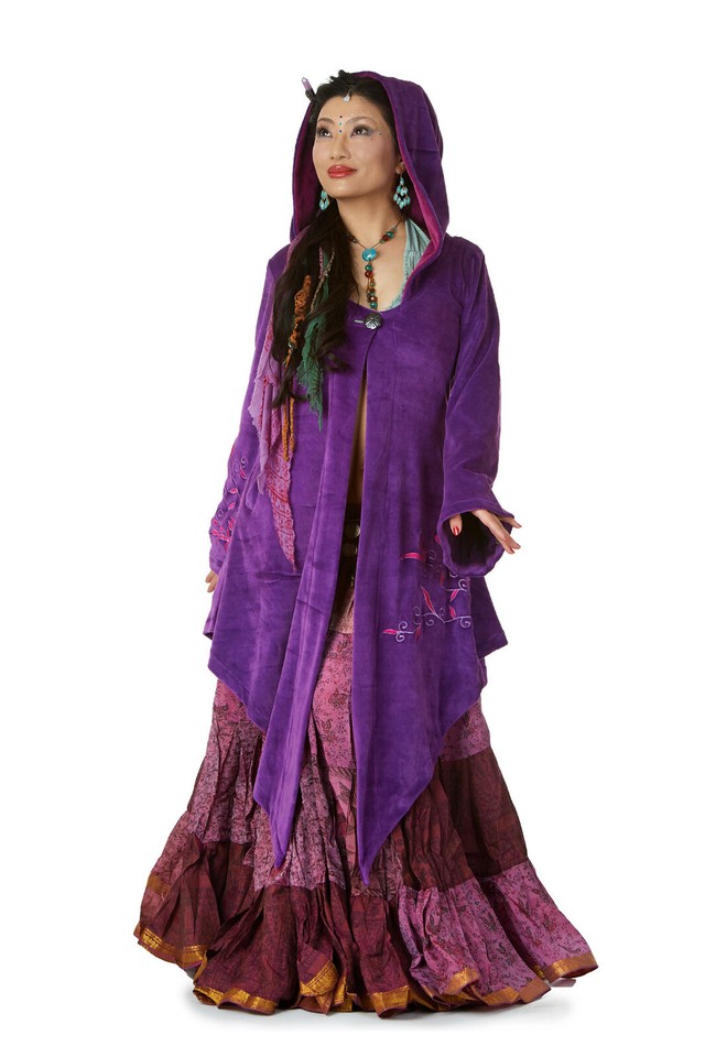 Velvet Faery Goddess Jacket, Boho Goa Psy Trance Coat Plus Size Pagan ...