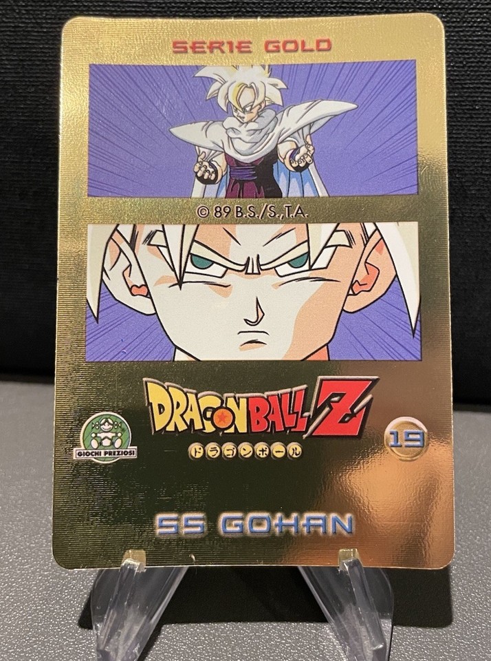 1989 Dragon Ball Z Serie Gold SS Gohan Italian #19 Lenticular Rare Gold ...