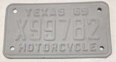 VINTAGE 1969 TEXAS MOTORCYCLE LICENSE PLATE | eBay