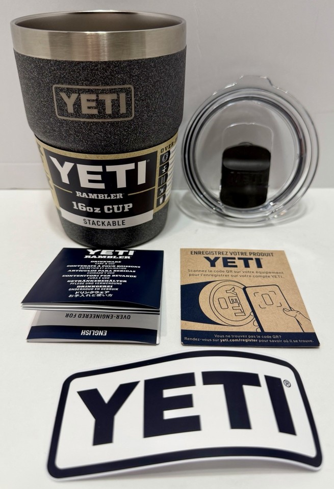 YETI Rambler 16 oz Stackable Cup Black Stone Textured Limited Edition ...