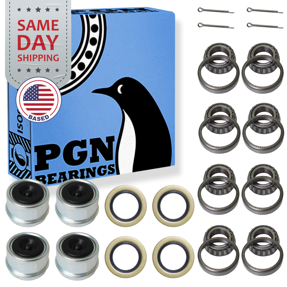 (2) 1'' Axles Trailer Wheel Hub Bearings Kit L44643/10, Seal + Pin ...