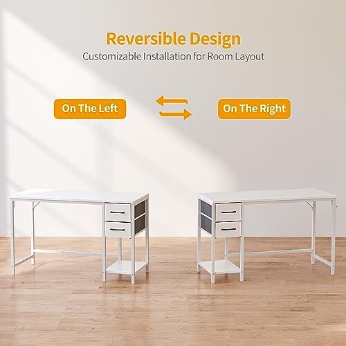 CubiCubi Computer Home Office Desk with 2 Drawers 40 Inch Small White ...