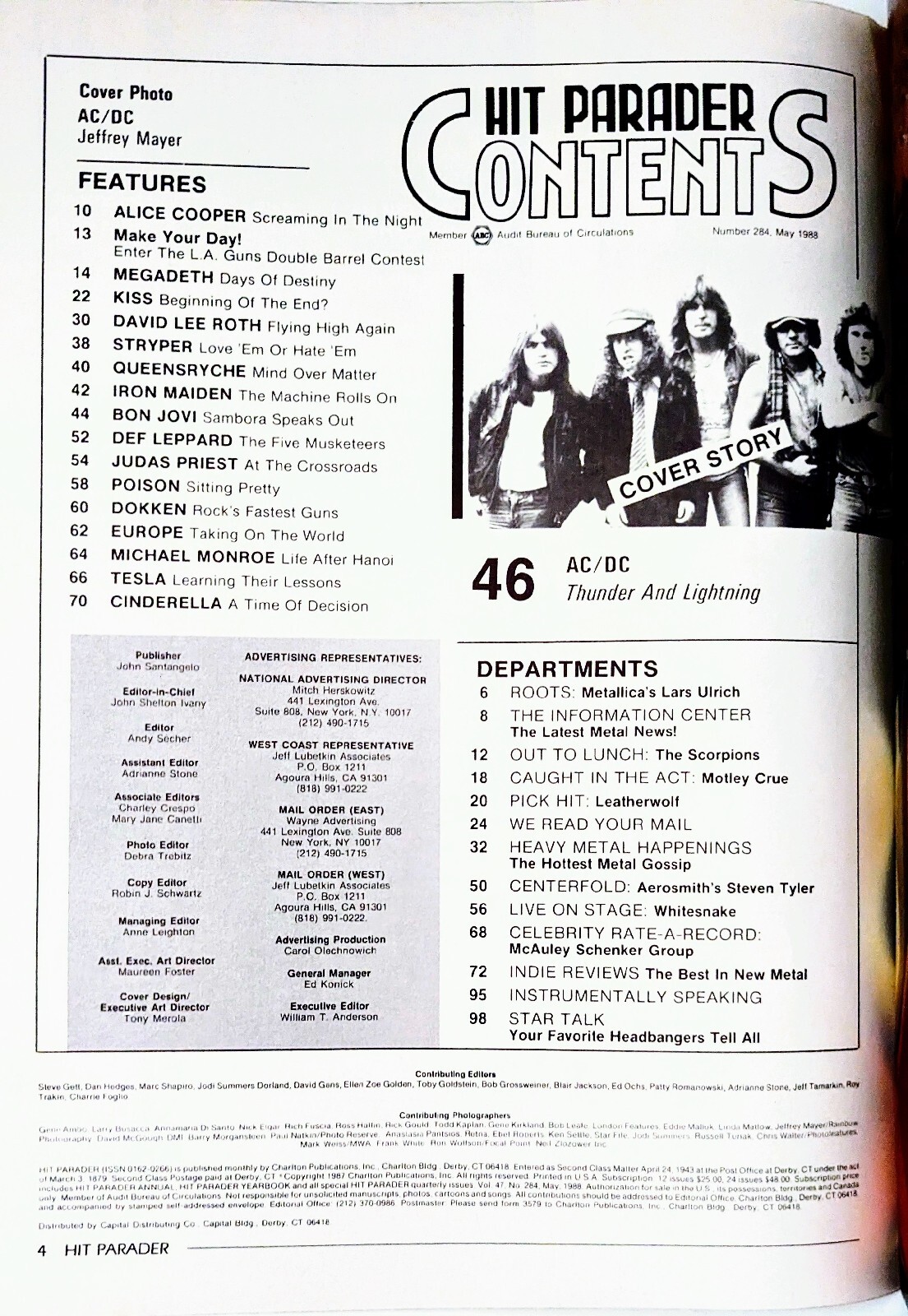Hit Parader Magazine May 1988 AC/DC, Metallica, Poison, Bon Jovi ...