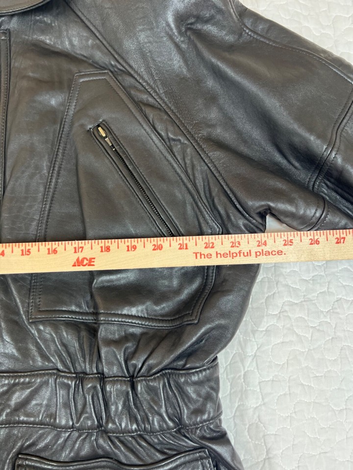 Vintage Global Identity Leather Coat Mens XL Black 1980s G-111 Retro ...