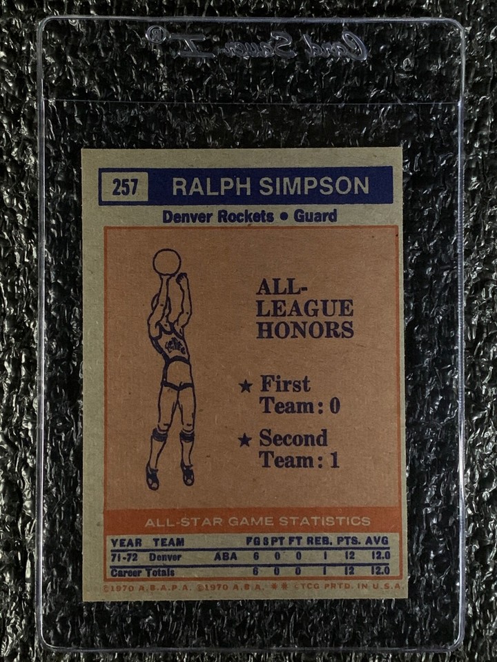 1972 Topps Basketball #257 ABA All Stars Ralph Simpson EX/MT | eBay