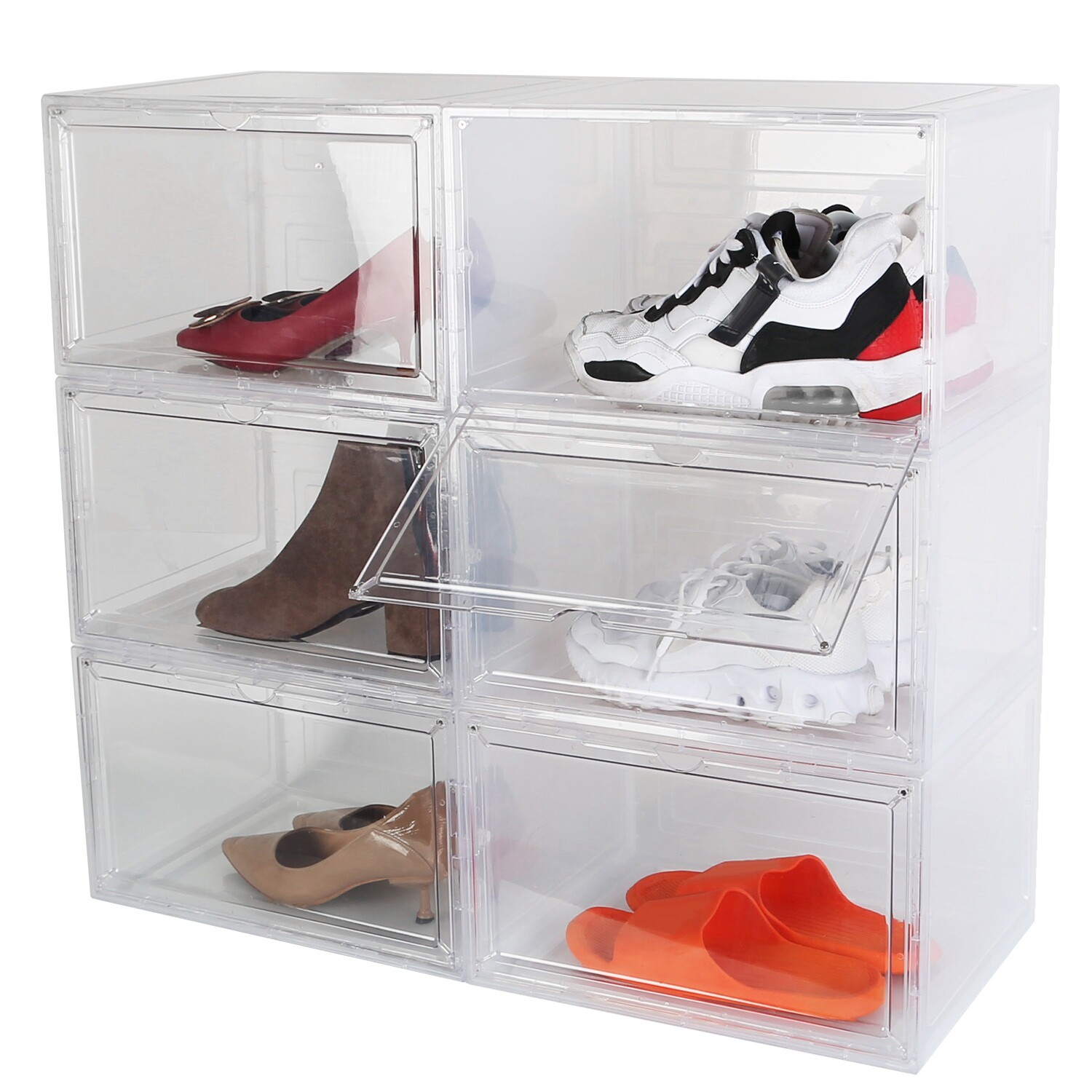 12Packs X-L Shoe Boxes Stackable Sneaker Box Plastic Storage Case ...