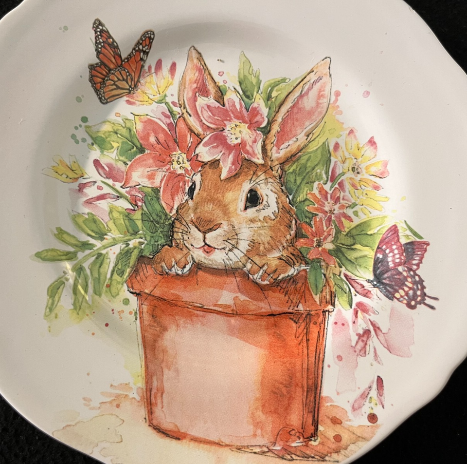 8 PIER 1 Hop Town BUNNIES, 4 Designs NEW 8 3/4 Inch Plates | eBay