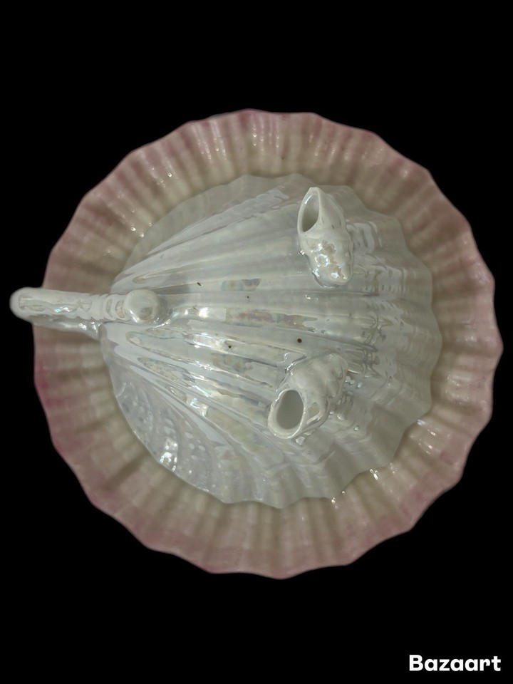 Antique Belleek Neptune Pink Tea Cup Saucer Shell Feet/Shape, Black ...