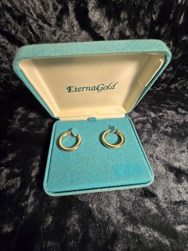 EternaGold 14K Solid Yellow Gold 1.9g Round Hoop Earrings VGC Classic ...