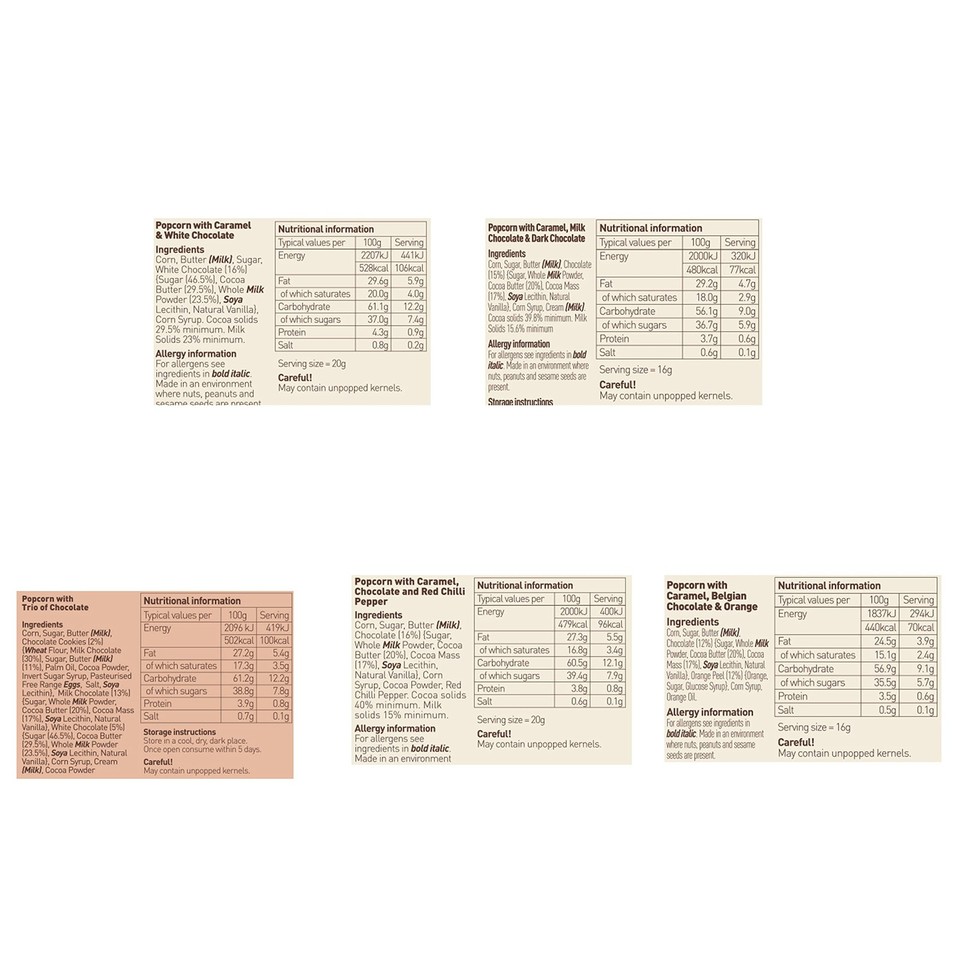 Joe & Seph's Chocolate Popcorn Tasting Selection (5x30g)| gourmet ...