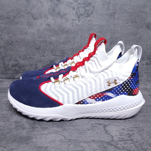 UNDER ARMOUR Bryce Harper 9 Turf USA Freedom Shoes Mens Size 11 White ...