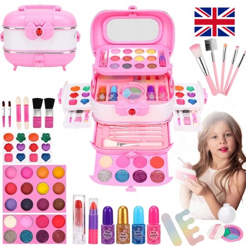 54 pcs Kids Real Makeup Sets for Girls Safe Washable Children Pretend ...