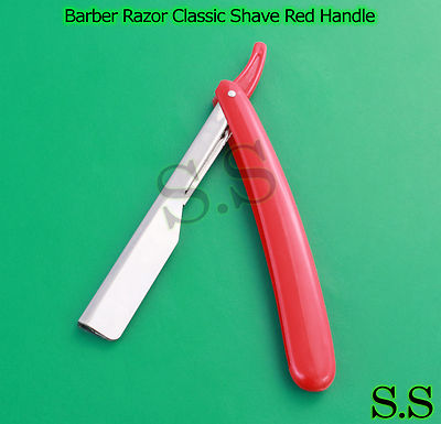 Straight Barber Razor Classic Shave Red Handle B-765 | eBay