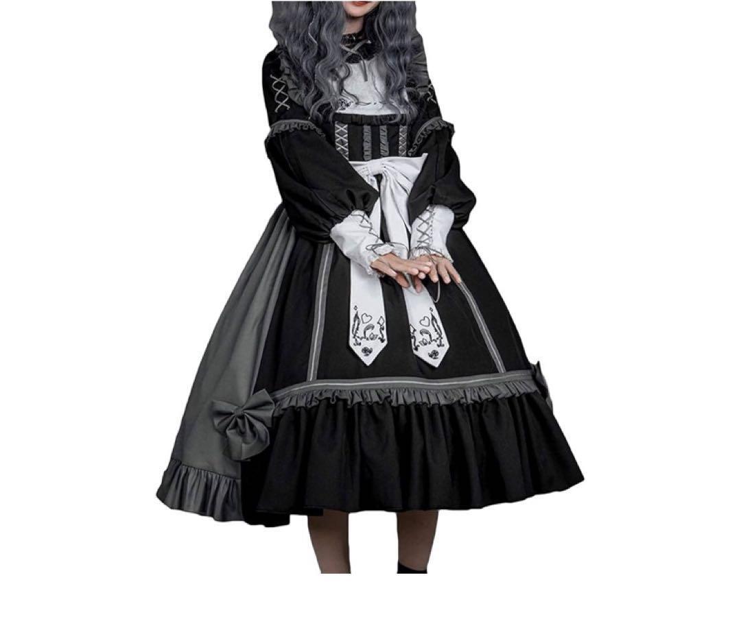Gothic Lolita Black One Piece Cosplay Costume Hallowe… - Gem