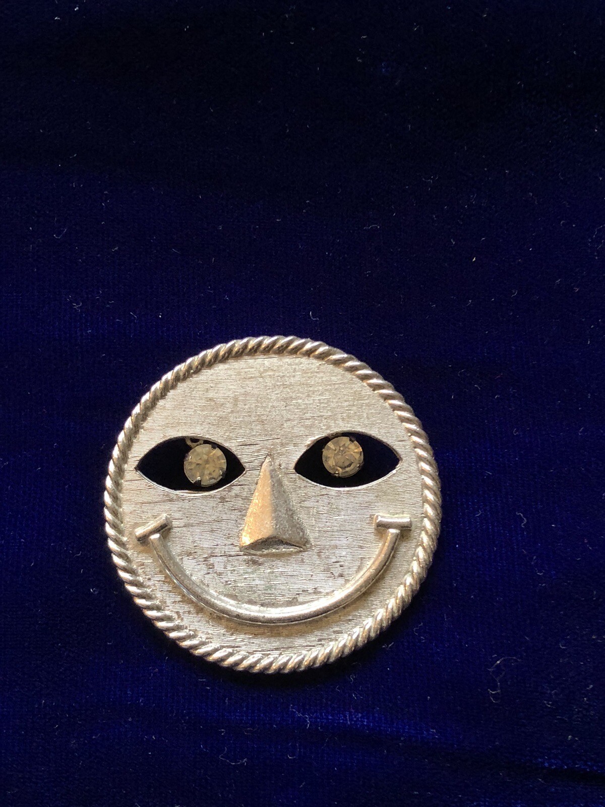 Vintage Pauline Rader Smiley Face Brooch Pin Rhinesto… - Gem