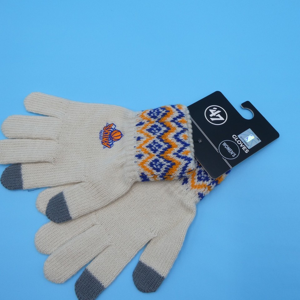 '47 Brand New York Knicks Winter Gloves Womens Beige Knit NBA Glove ...