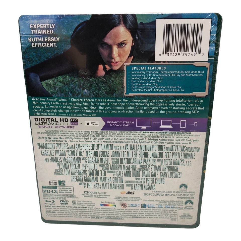 Aeon Flux Charlize Theron Blu-Ray + DVD + Digital Code + Steelbook ...