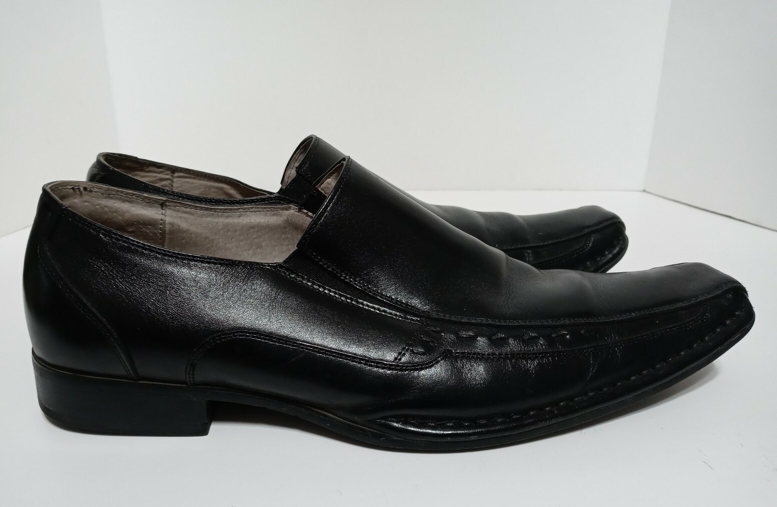 Stacy Adams Leather Templin Bicycle-Toe Slip On Shoes Loafers Black Men ...