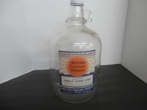 WESTERN VANILLA SODA FOUNTAIN SYRUP JUG PAPER LABEL 1 GAL LOS ANGELES ...