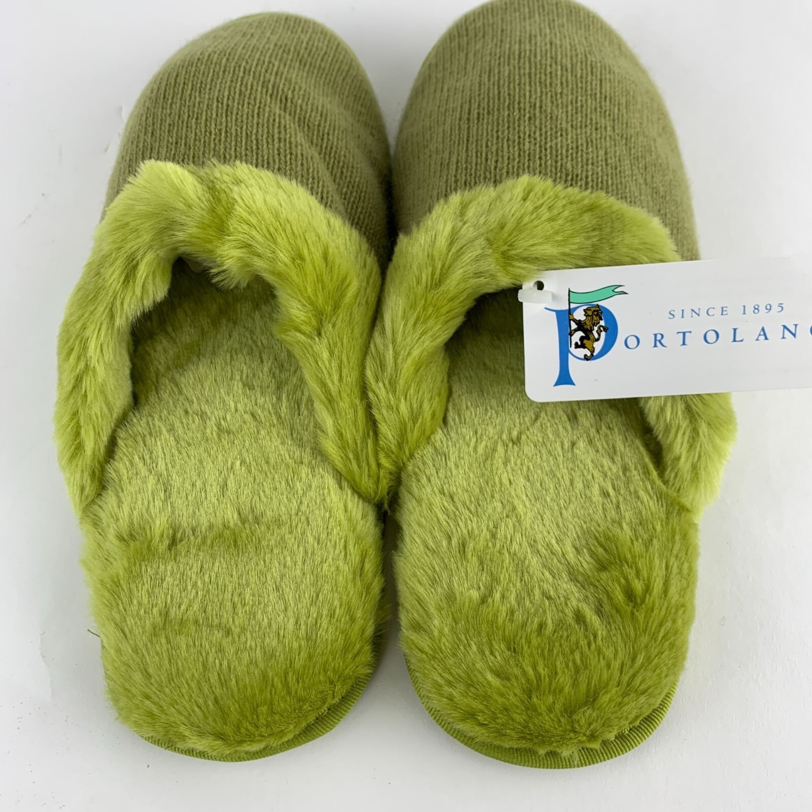 Portolano Olive Wool Blend & Faux Fur Womens Travel Slippers Size Large ...