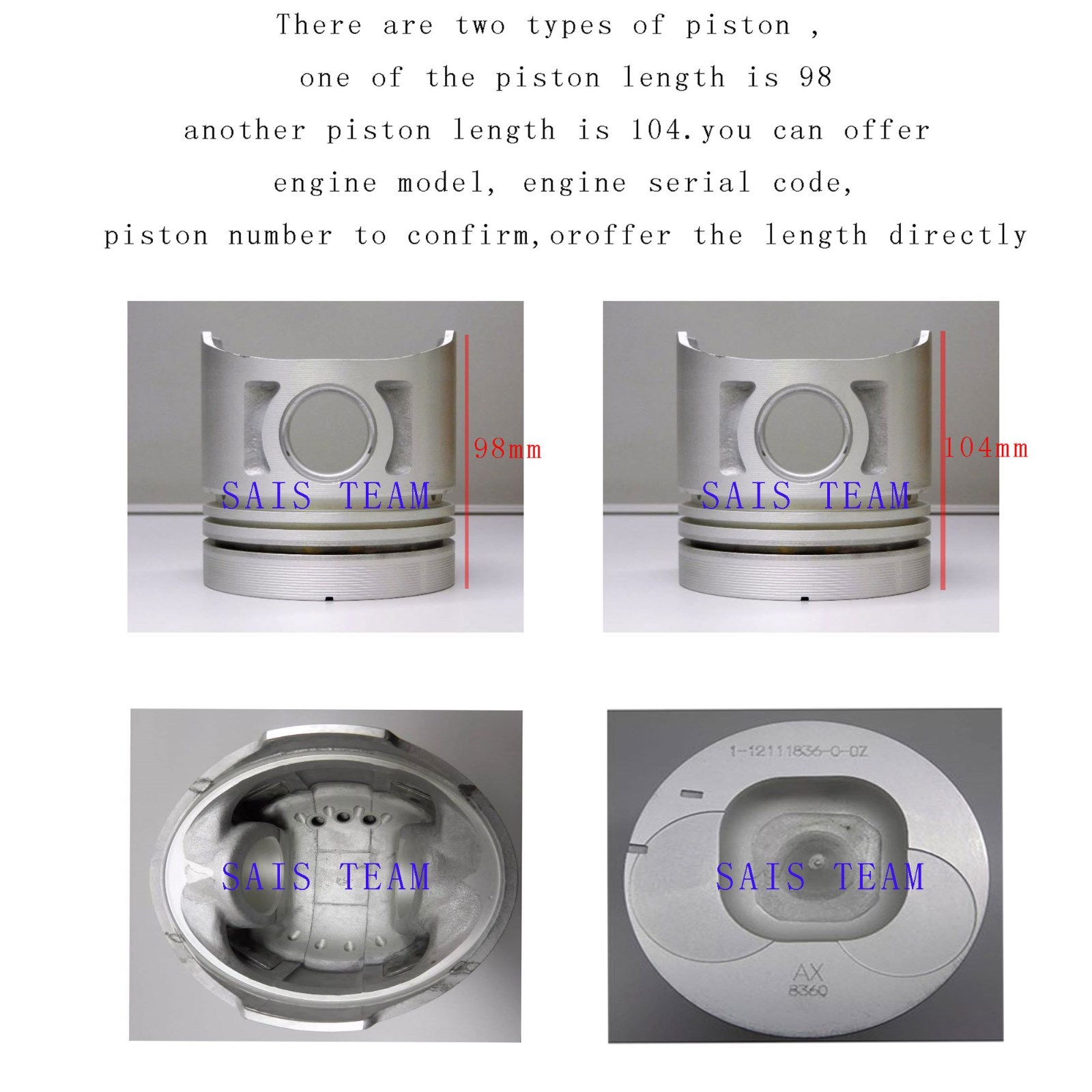 Isuzu 4BD1 4BD1T Engine Rebuild Kit fits NPR NQR Truck Forklift ...