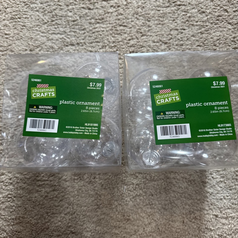 Christmas shatterproof Clear Plastic Ornaments A Lot Of 2 Hobby Lobby ...