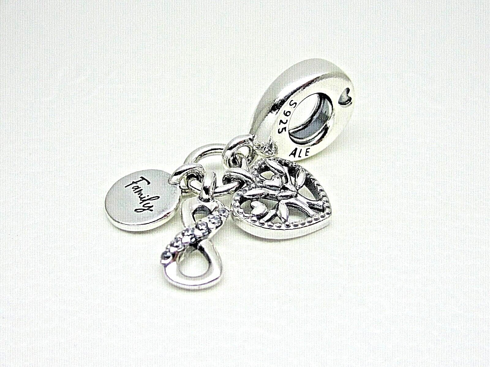 Authentic Pandora Charm Family Infinity Triple 792201C01 & Suede Pouch ...