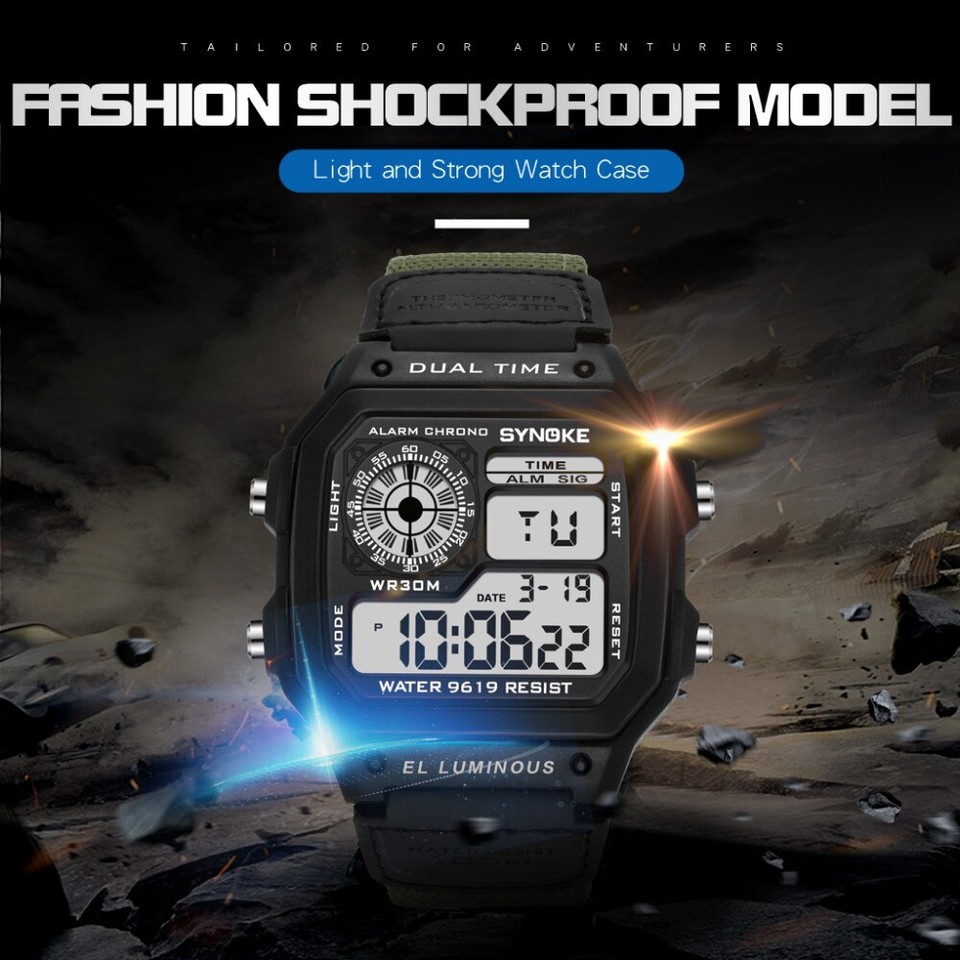 Waterproof Men's Digital Sports Watch Military Tactical LED Backlight ...