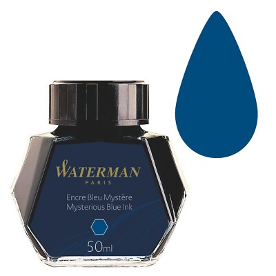 Waterman Blue Black Ink for Fountain Pen 50ml Mysterious Blue - Uk ...