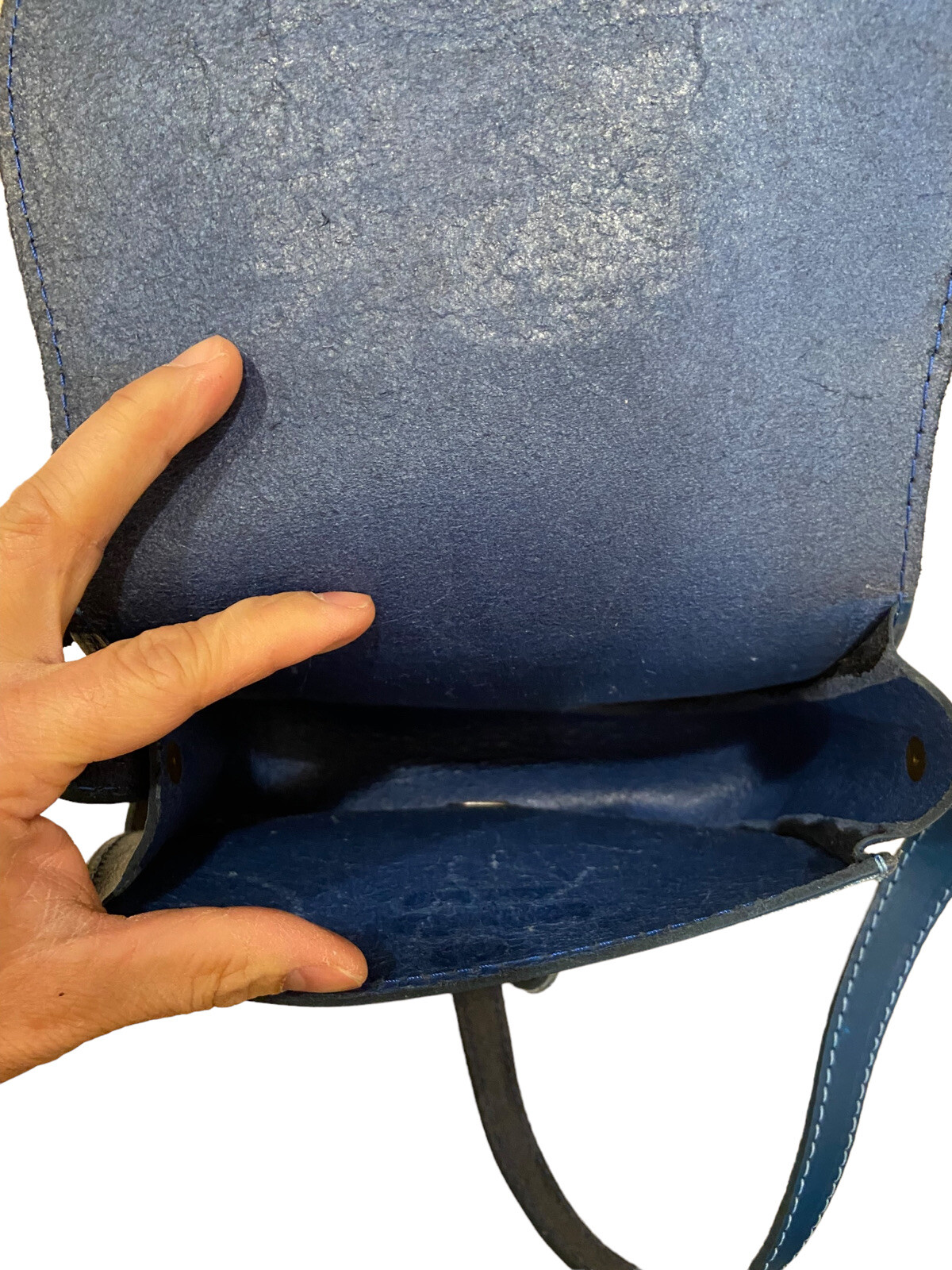 Edo Collection Hand Made Shoulder Bag Leather Blue Purse Excellent ...