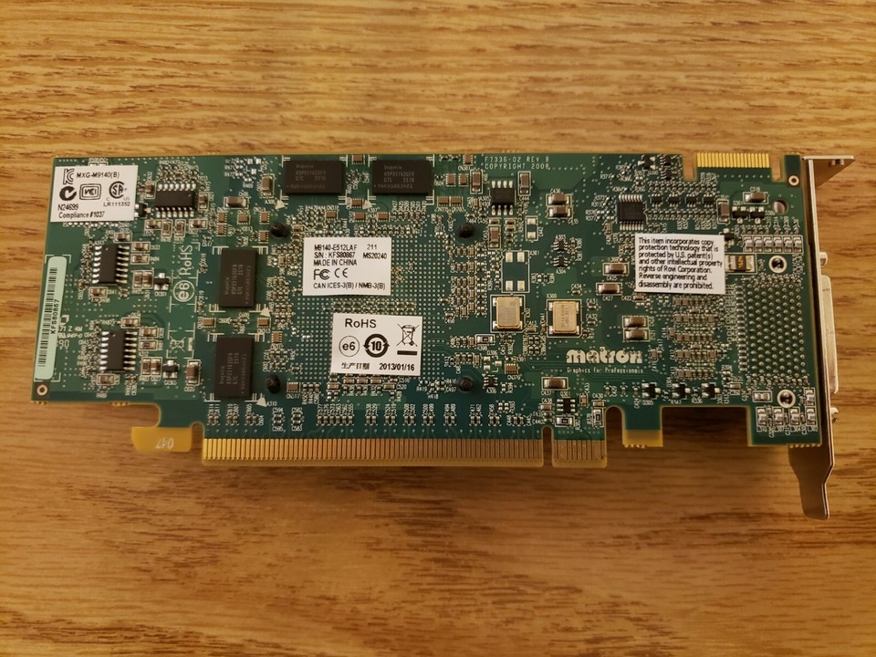 Genuine Matrox MXG-M9140 PCIe x16 512MB 4 x DVI Support Graphics Card ...